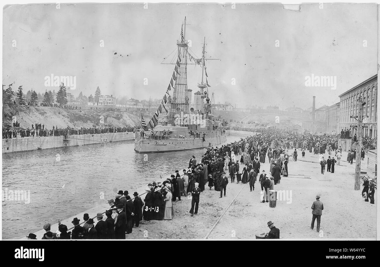 Dry Dock No. 2, Docking of USS Oregon, looking NW, C.J. Erickson ...