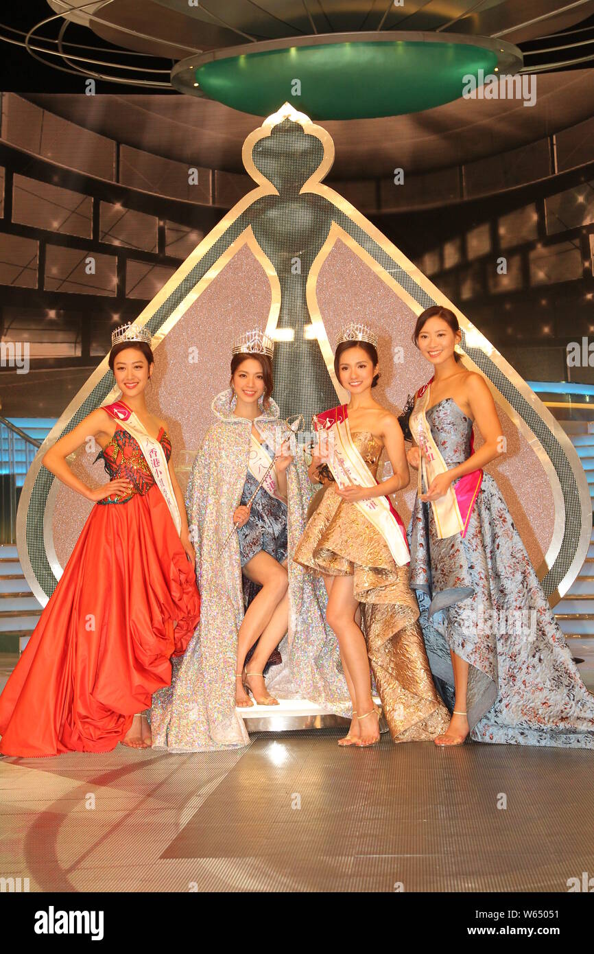 (From left) Second runner-up Sara Ting, winner Hera Chan, first runner ...