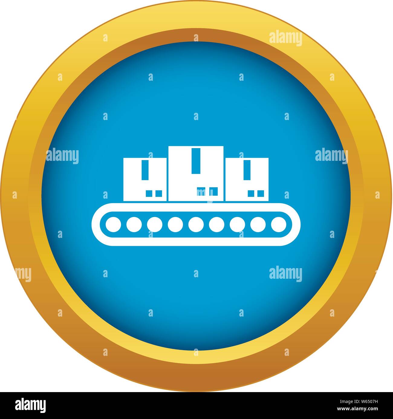 Belt conveyor with load icon blue vector isolated Stock Vector Image ...