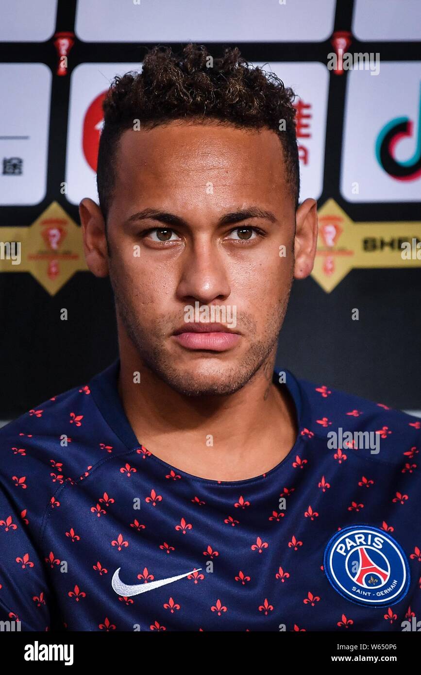 Neymar of Paris Saint-Germain reacts before Trophee des Champions 2018 ...