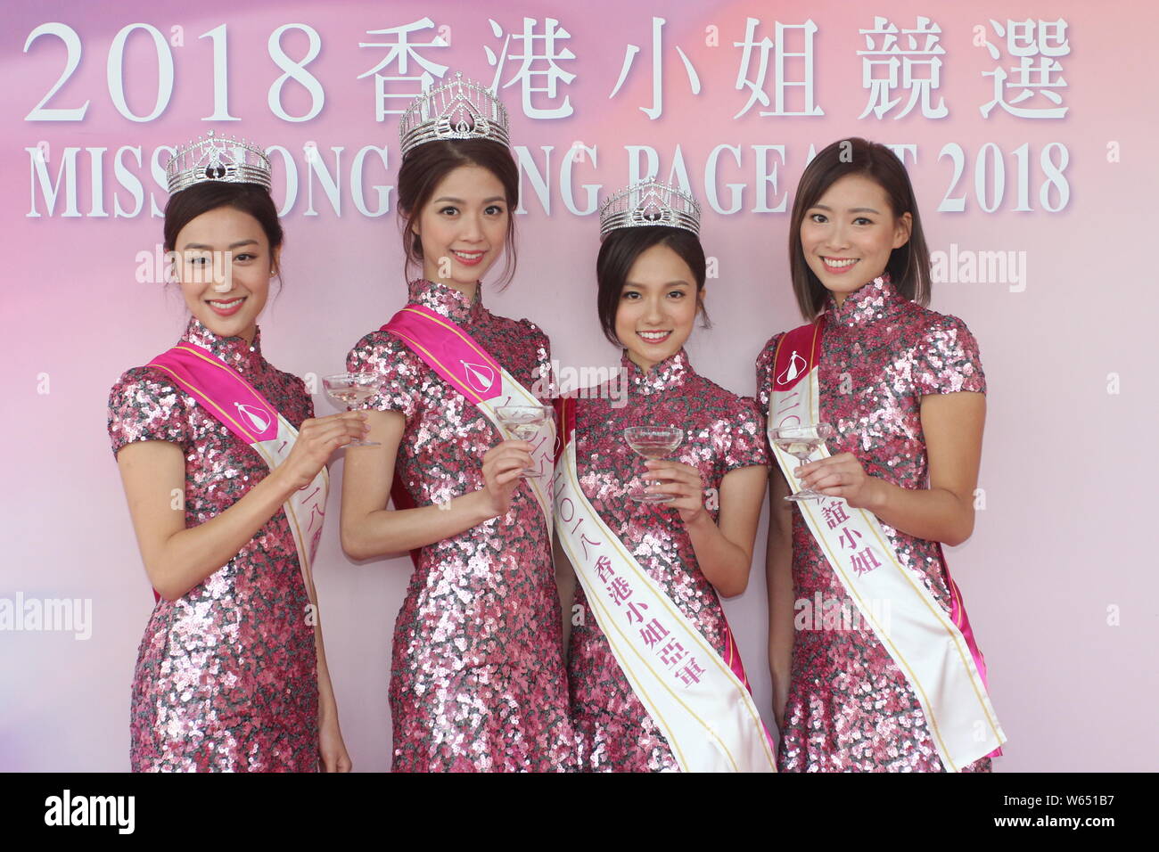 (From left) Second runner-up Sara Ting, winner Hera Chan, first runner ...