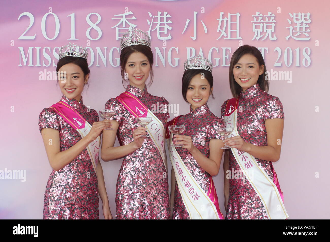 (From left) Second runner-up Sara Ting, winner Hera Chan, first runner ...