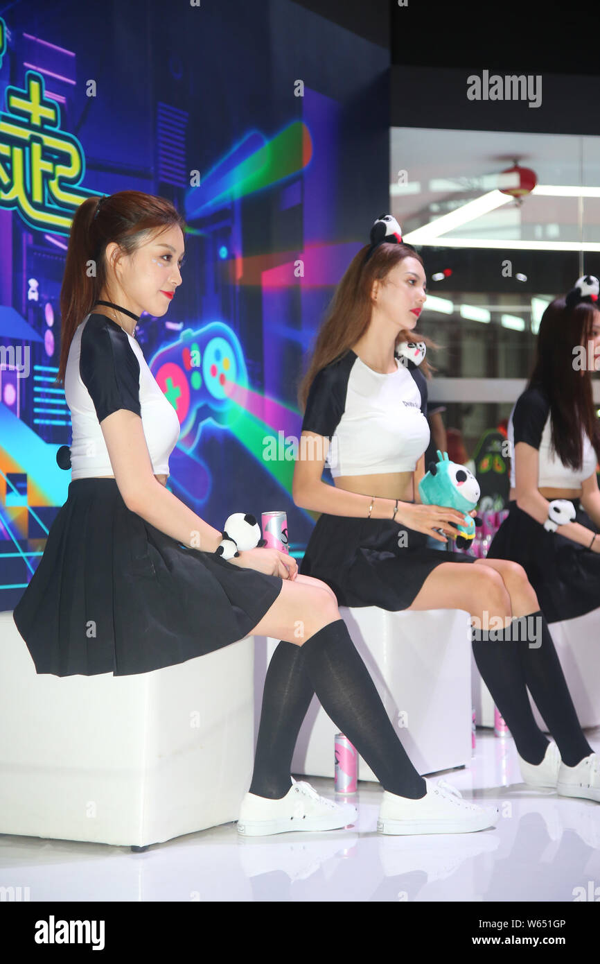 Chinese showgirls pose during the 16th China Digital Entertainment Expo, also known as ChinaJoy ...