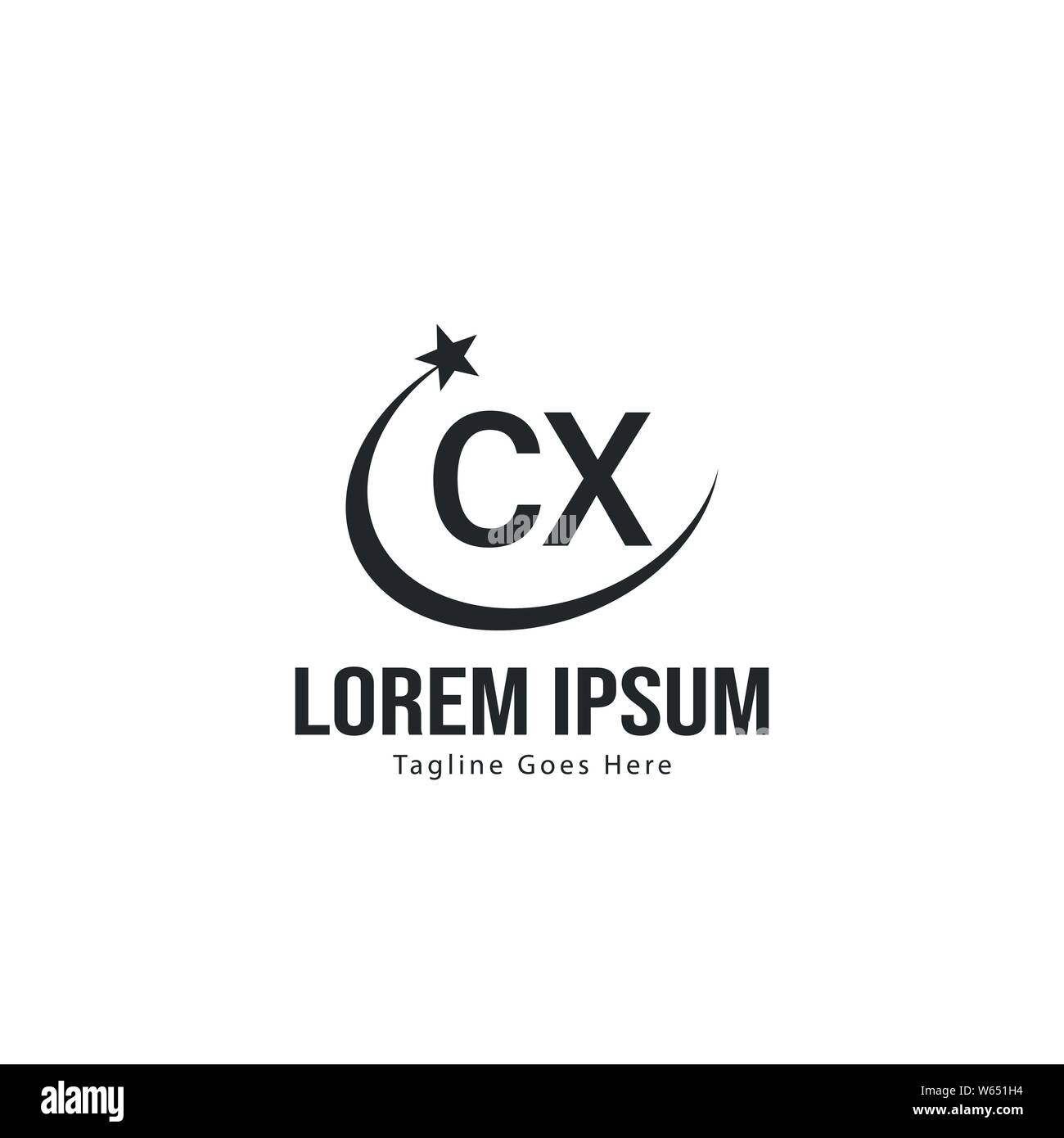 Initial CX logo template with modern frame. Minimalist CX letter logo ...