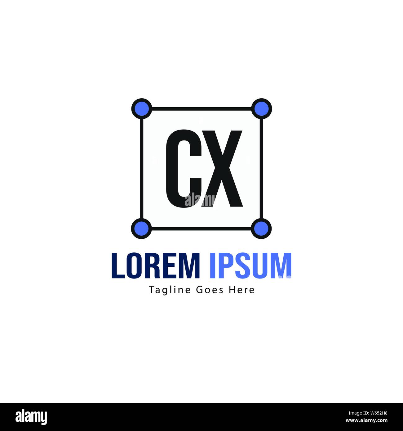 Initial CX logo template with modern frame. Minimalist CX letter logo ...