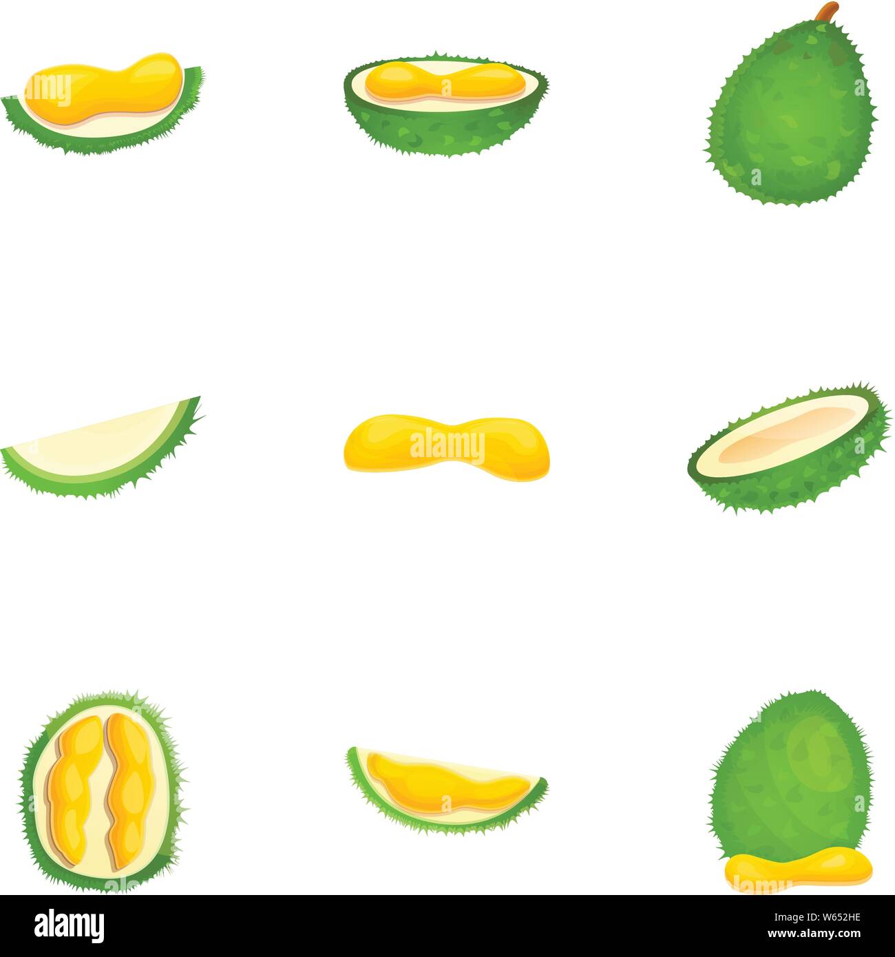 Fresh durian icon set. Cartoon set of 9 fresh durian vector icons for ...