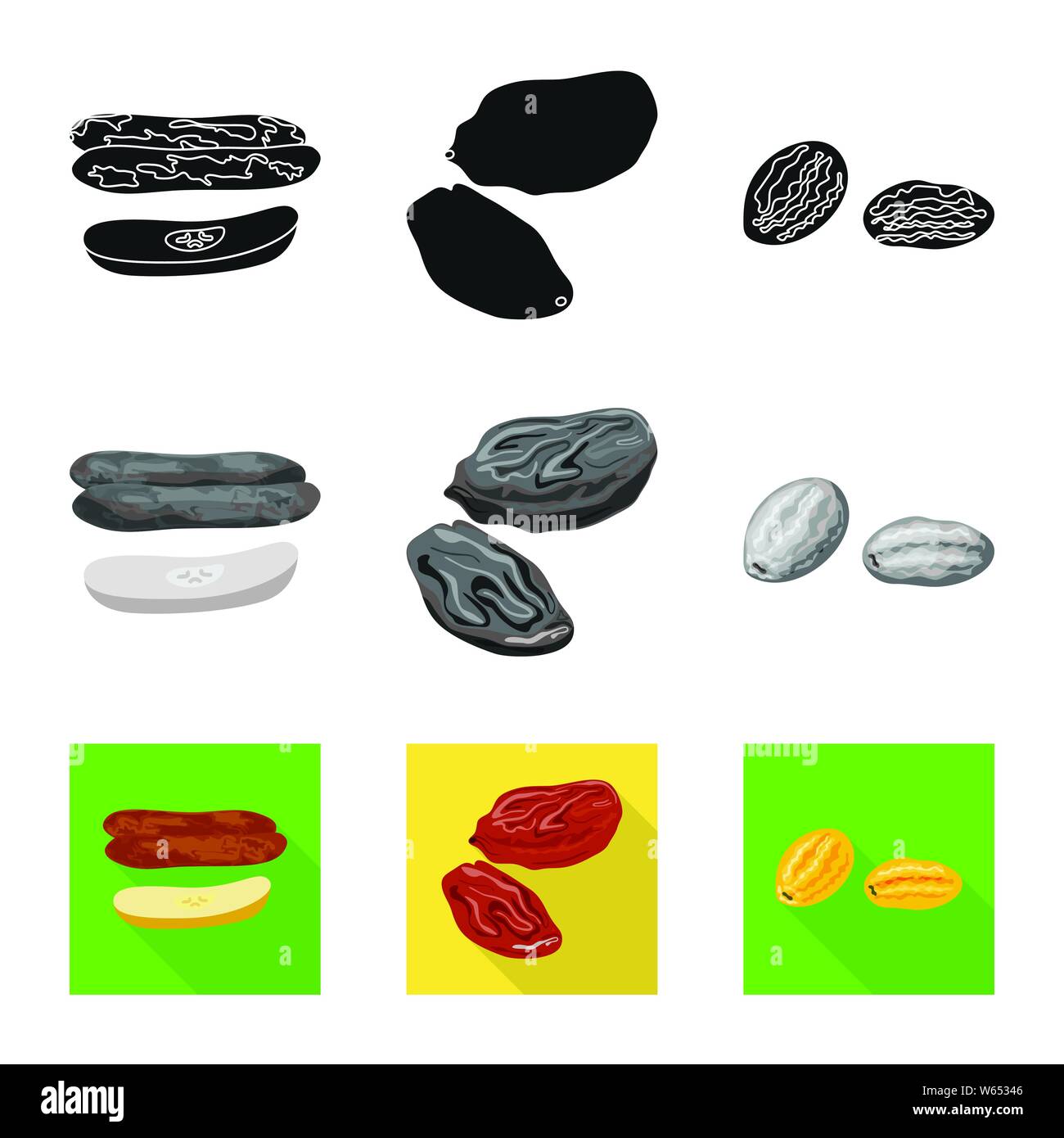 Vector illustration of food and raw icon. Set of food and nature vector ...