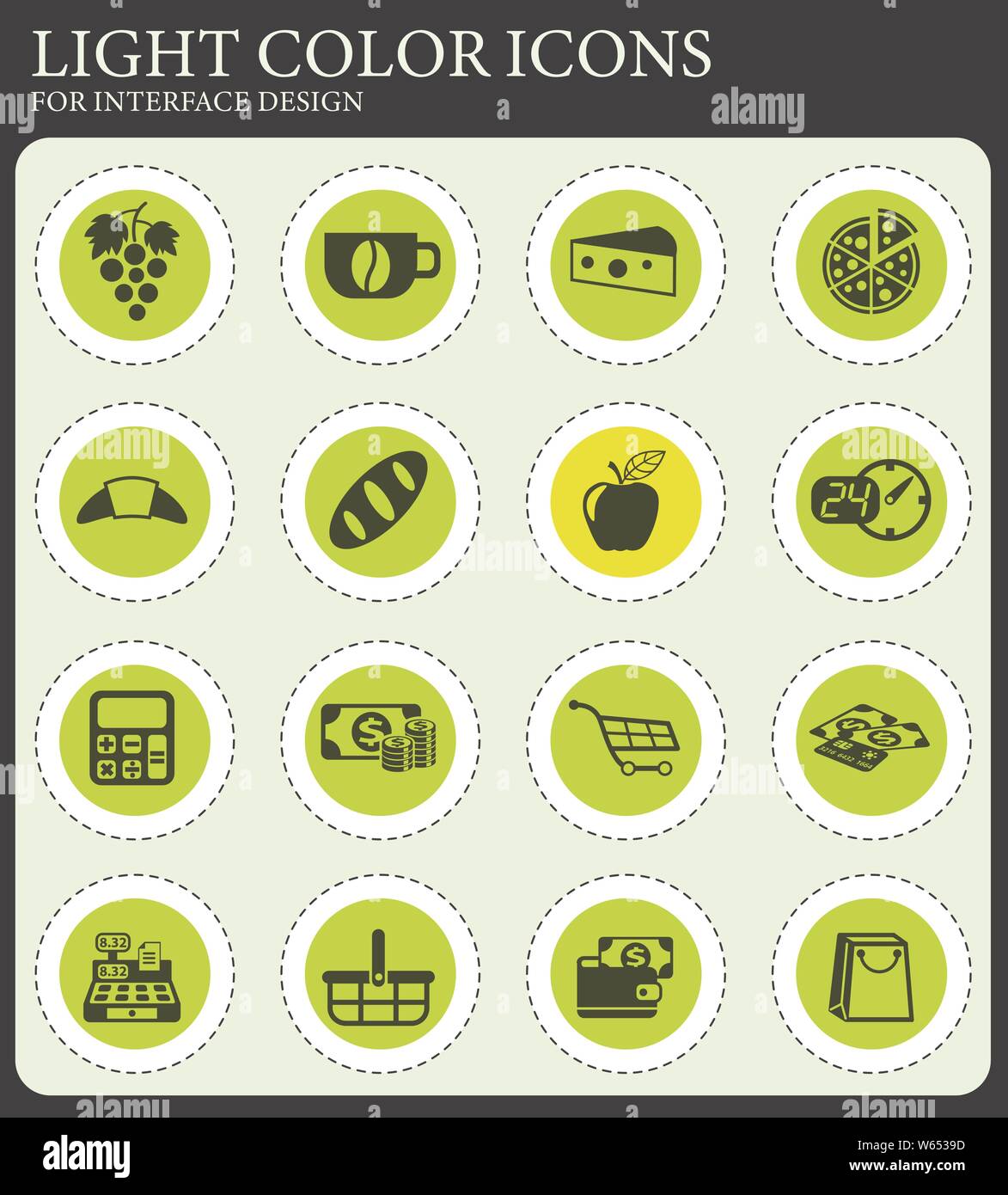 grocery store vector icons for web and user interface design Stock ...