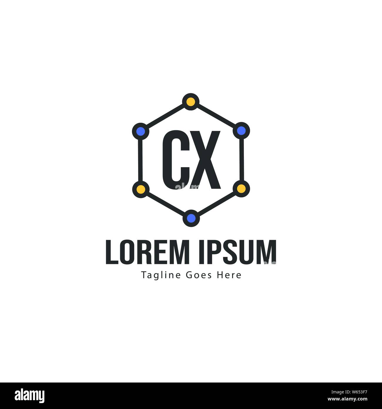 Initial CX logo template with modern frame. Minimalist CX letter logo ...