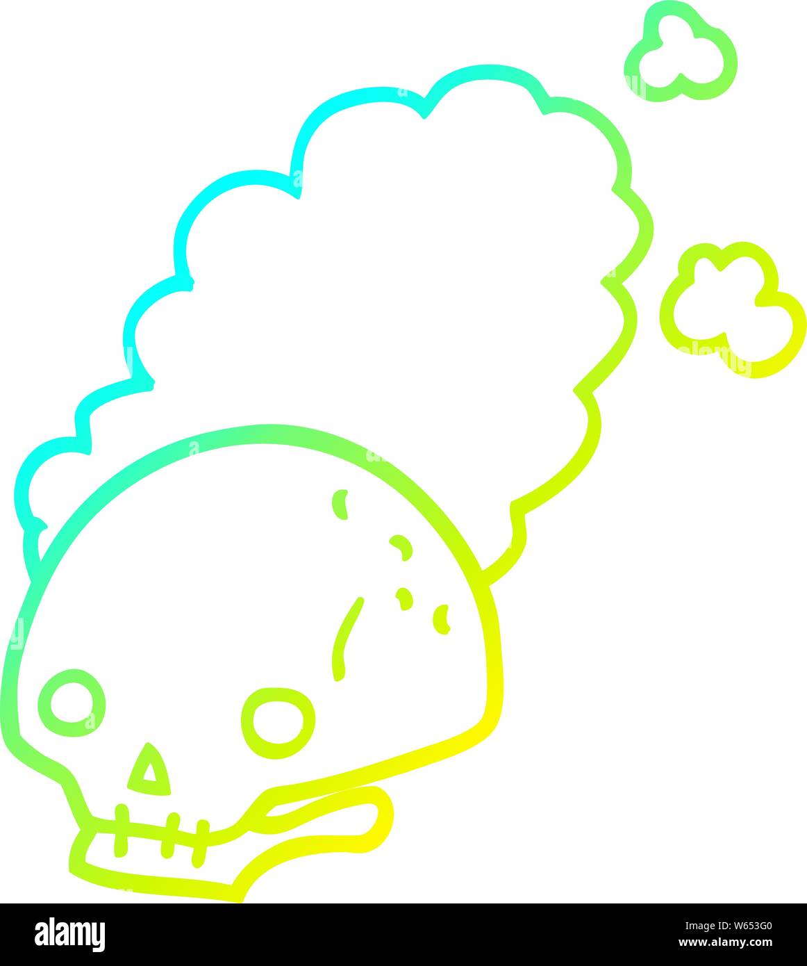 cold gradient line drawing of a cartoon dusty old skull Stock Vector ...