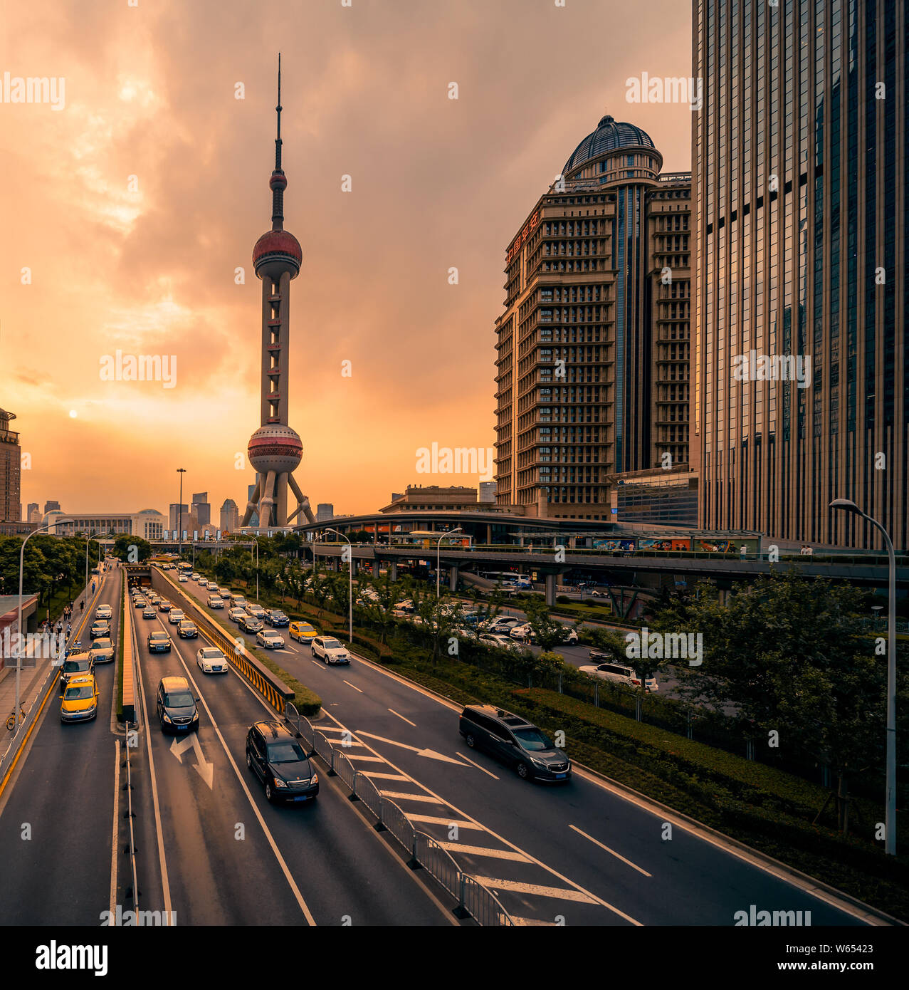 View of the Lujiazui Financial District with the Oriental Pearl TV ...