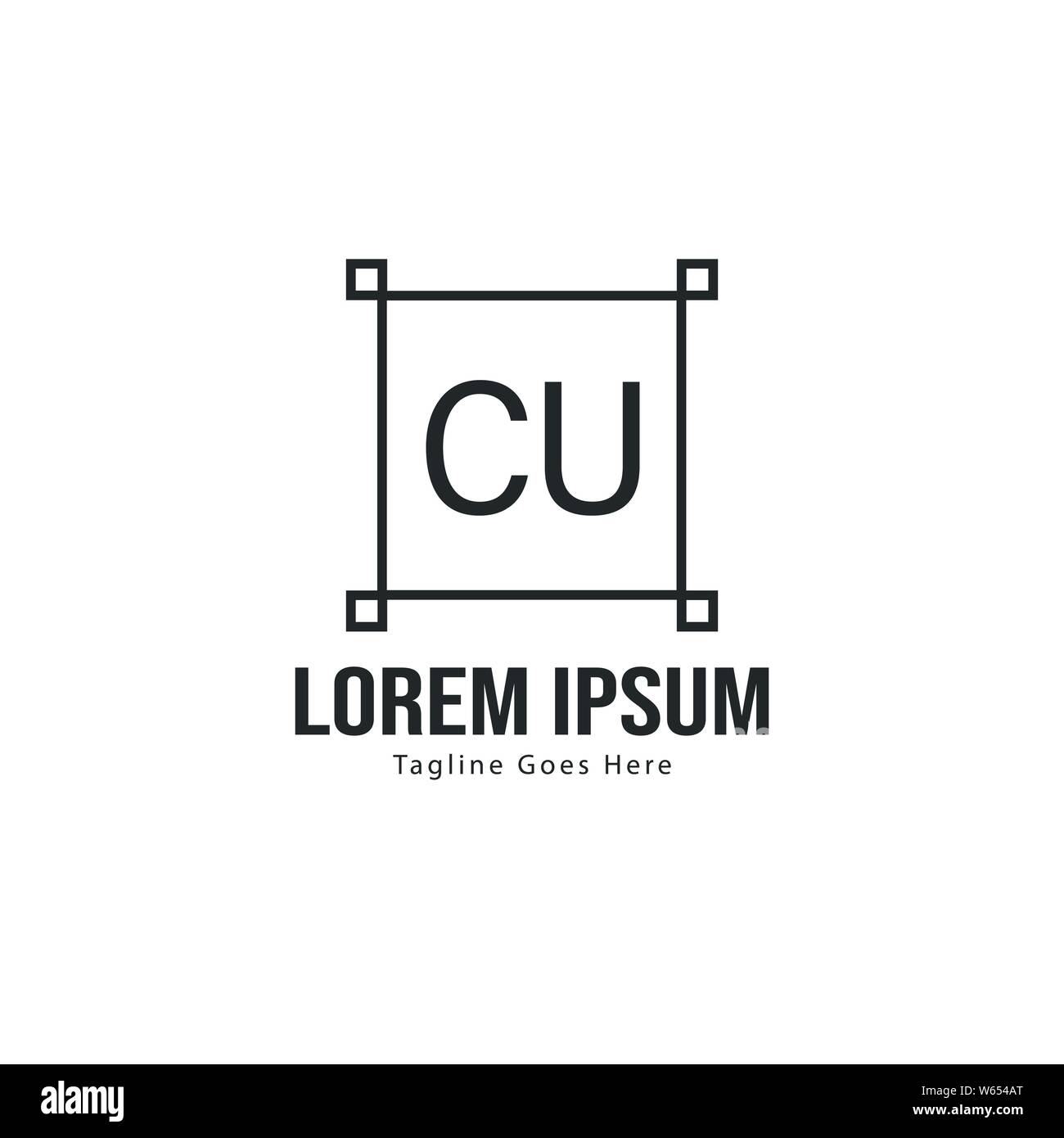 Initial CU logo template with modern frame. Minimalist CU letter logo ...