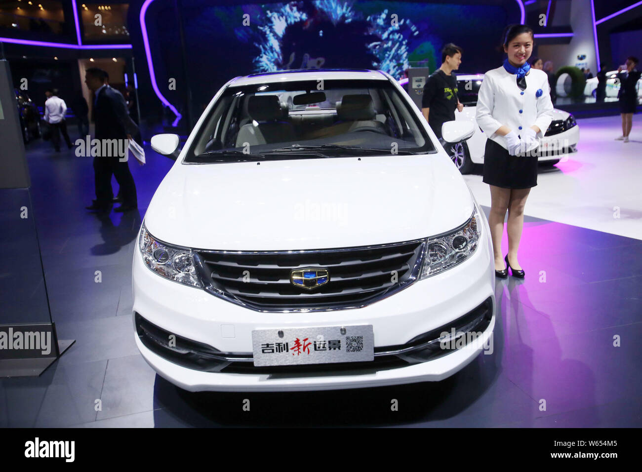 --FILE--A new Vision car of Geely is on display during the 16th ...