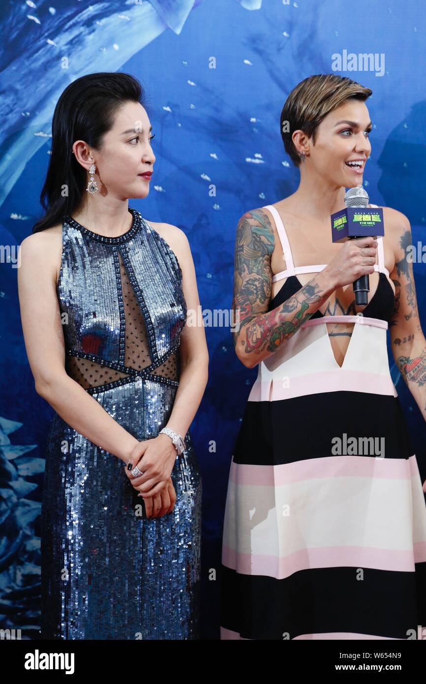 Chinese actress Li Bingbing, left, and Australian actress Ruby Rose ...