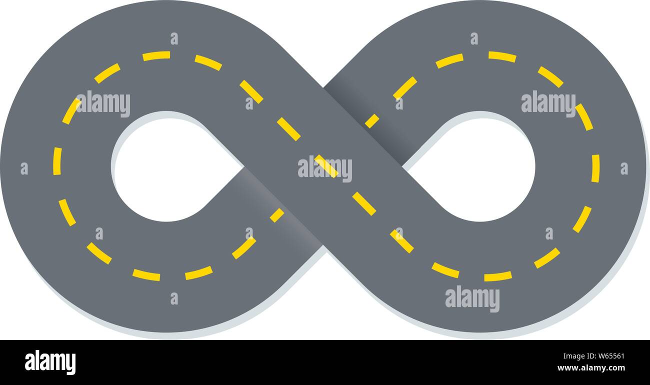 Vector illustration. Mathematical symbol of infinite with traffic road ...