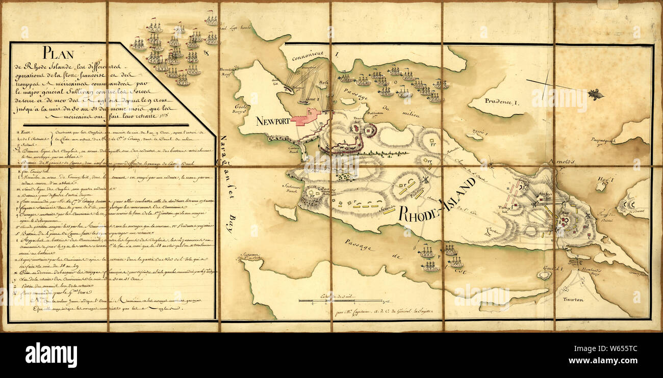 American Revolutionary War Era Maps 1750-1786 717 Plan de Rhode Islande ...