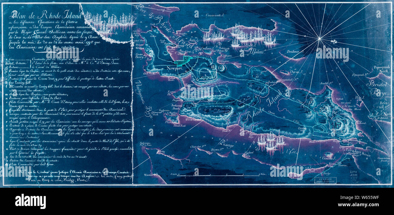 American Revolutionary War Era Maps 1750-1786 718 Plan de Rhode Island ...
