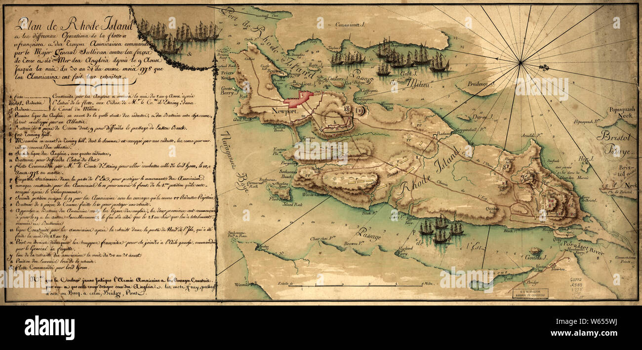 American Revolutionary War Era Maps 1750-1786 716 Plan de Rhode Island ...