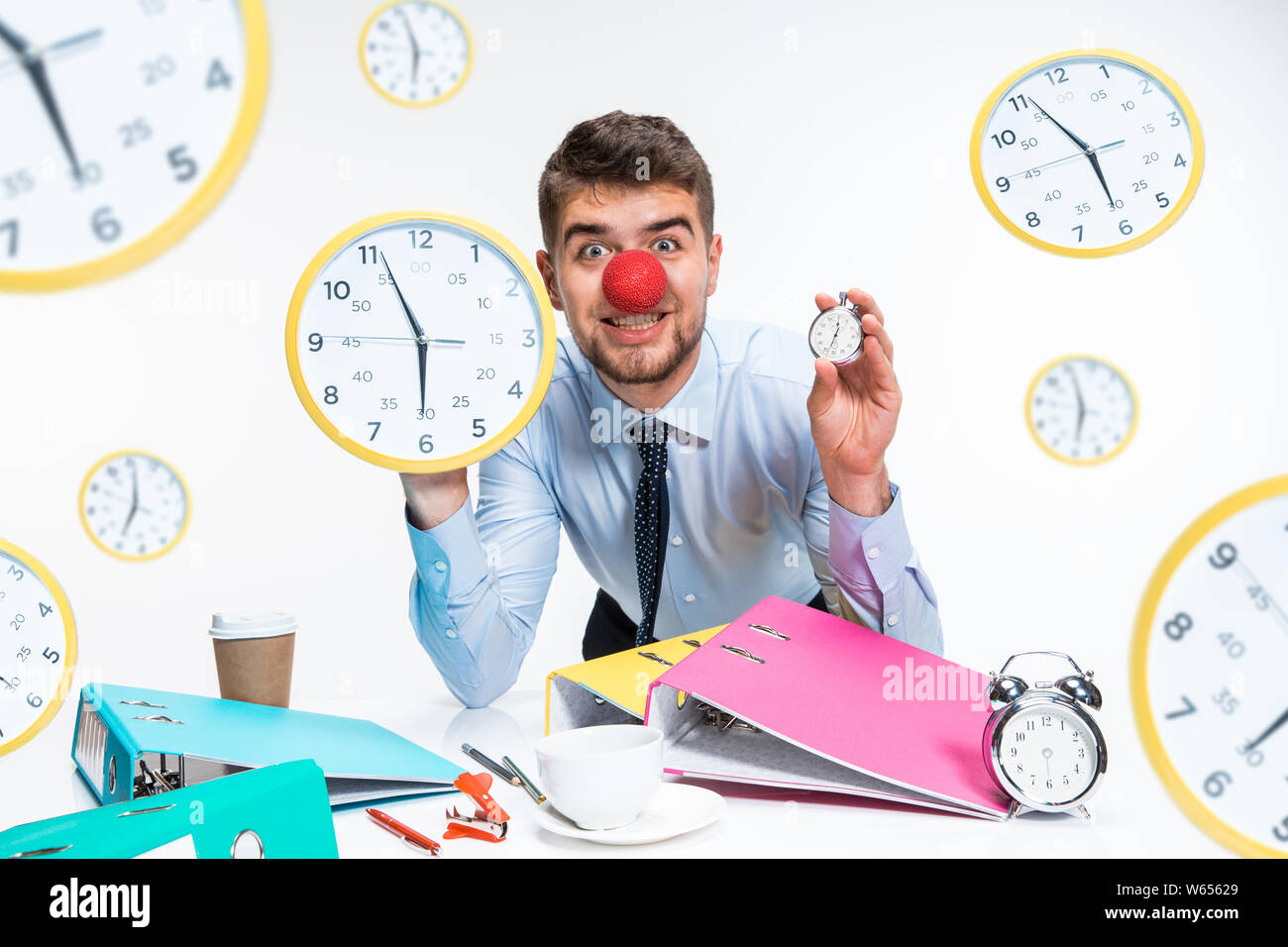 Depressed worker clock five hi-res stock photography and images - Alamy