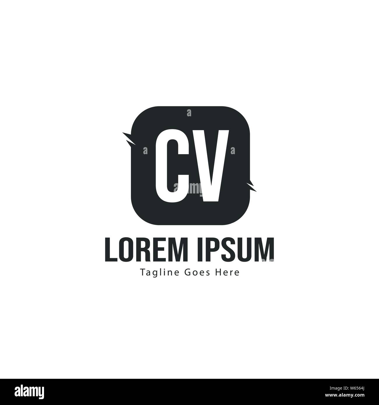 Initial CV logo template with modern frame. Minimalist CV letter logo ...