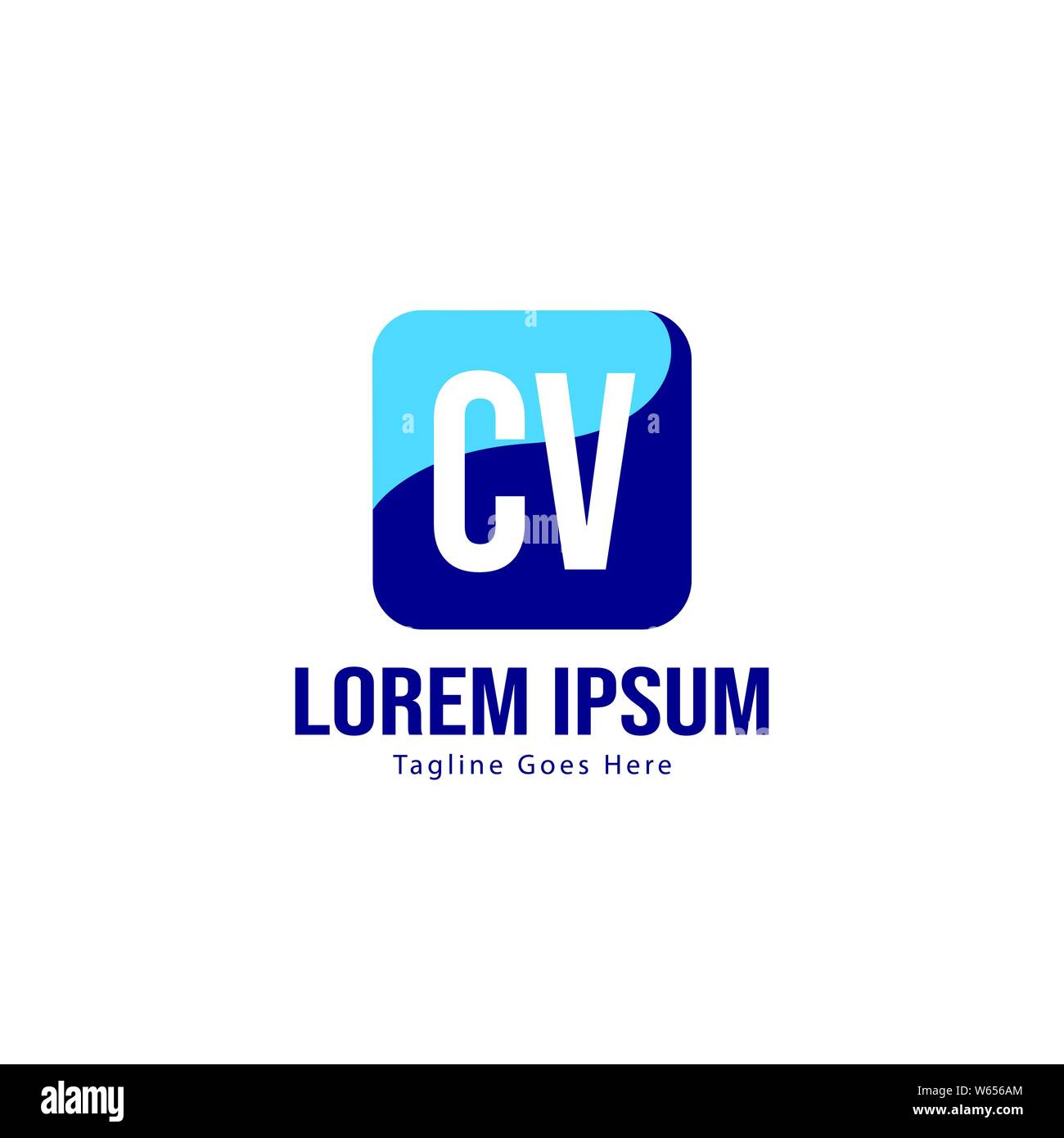 Initial CV logo template with modern frame. Minimalist CV letter logo ...