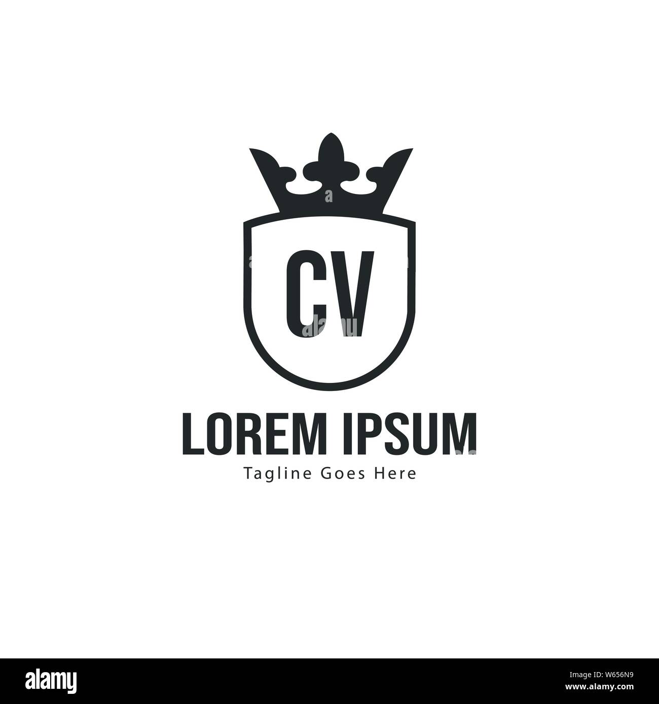 Initial CV logo template with modern frame. Minimalist CV letter logo ...