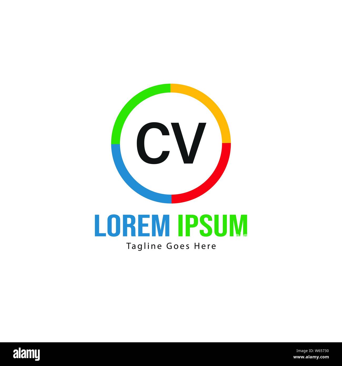 Initial CV logo template with modern frame. Minimalist CV letter logo ...