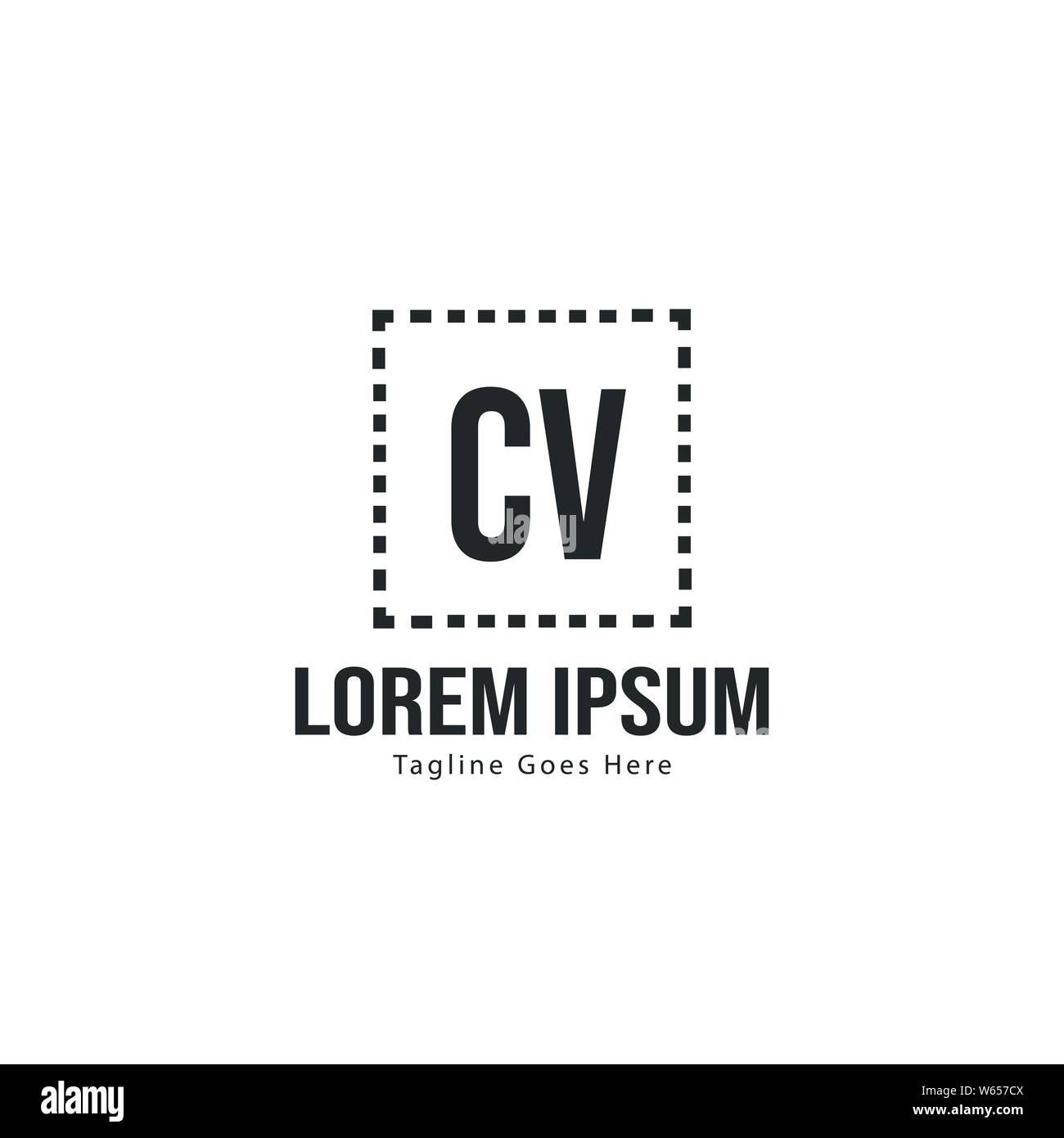 Initial CV logo template with modern frame. Minimalist CV letter logo ...