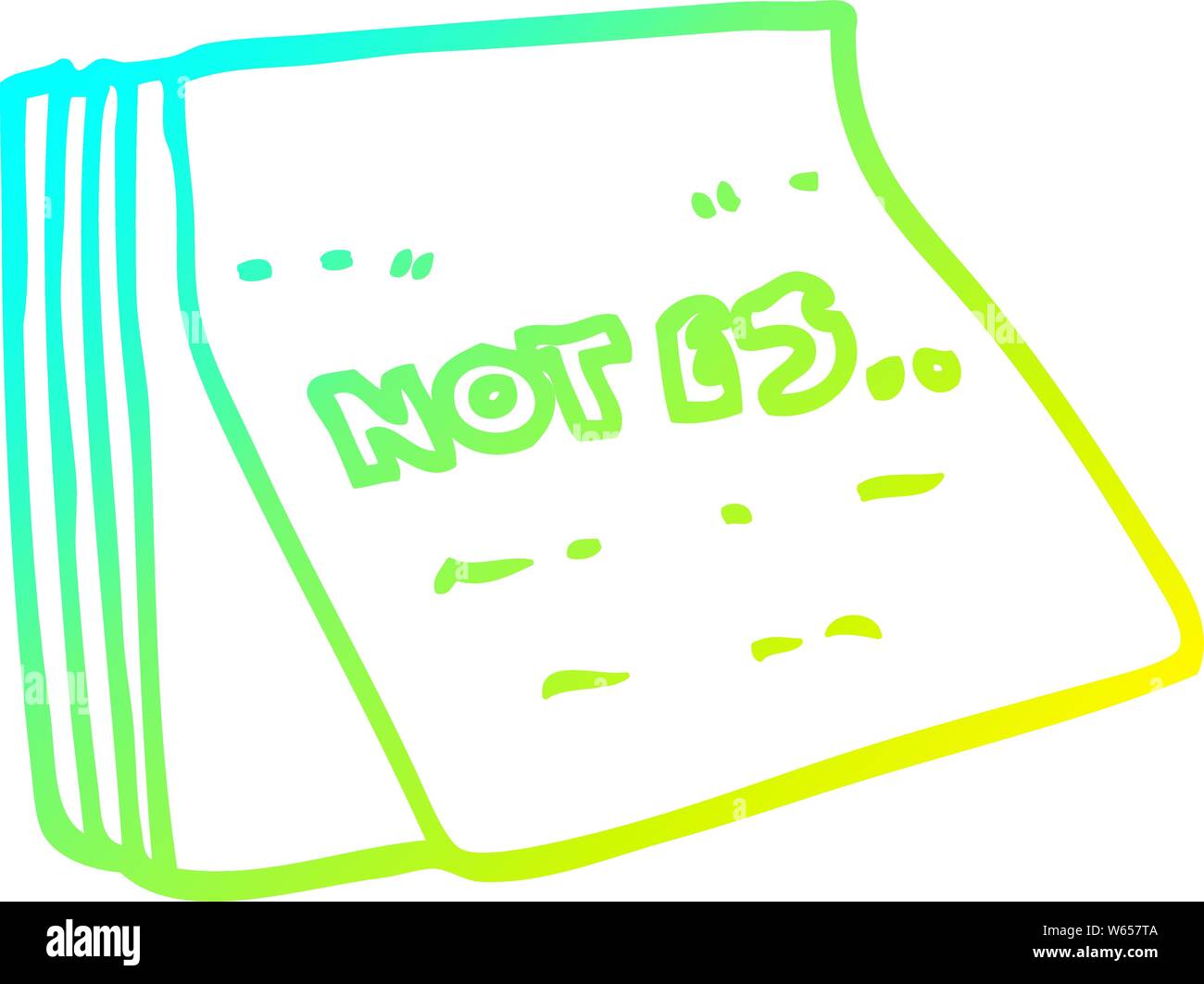 cold gradient line drawing of a cartoon note pad Stock Vector Image ...