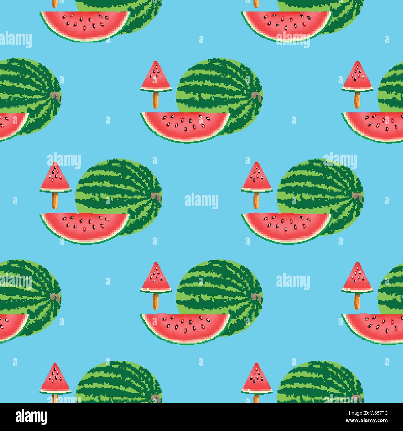 Seamless pattern watermelons blue hi-res stock photography and images ...