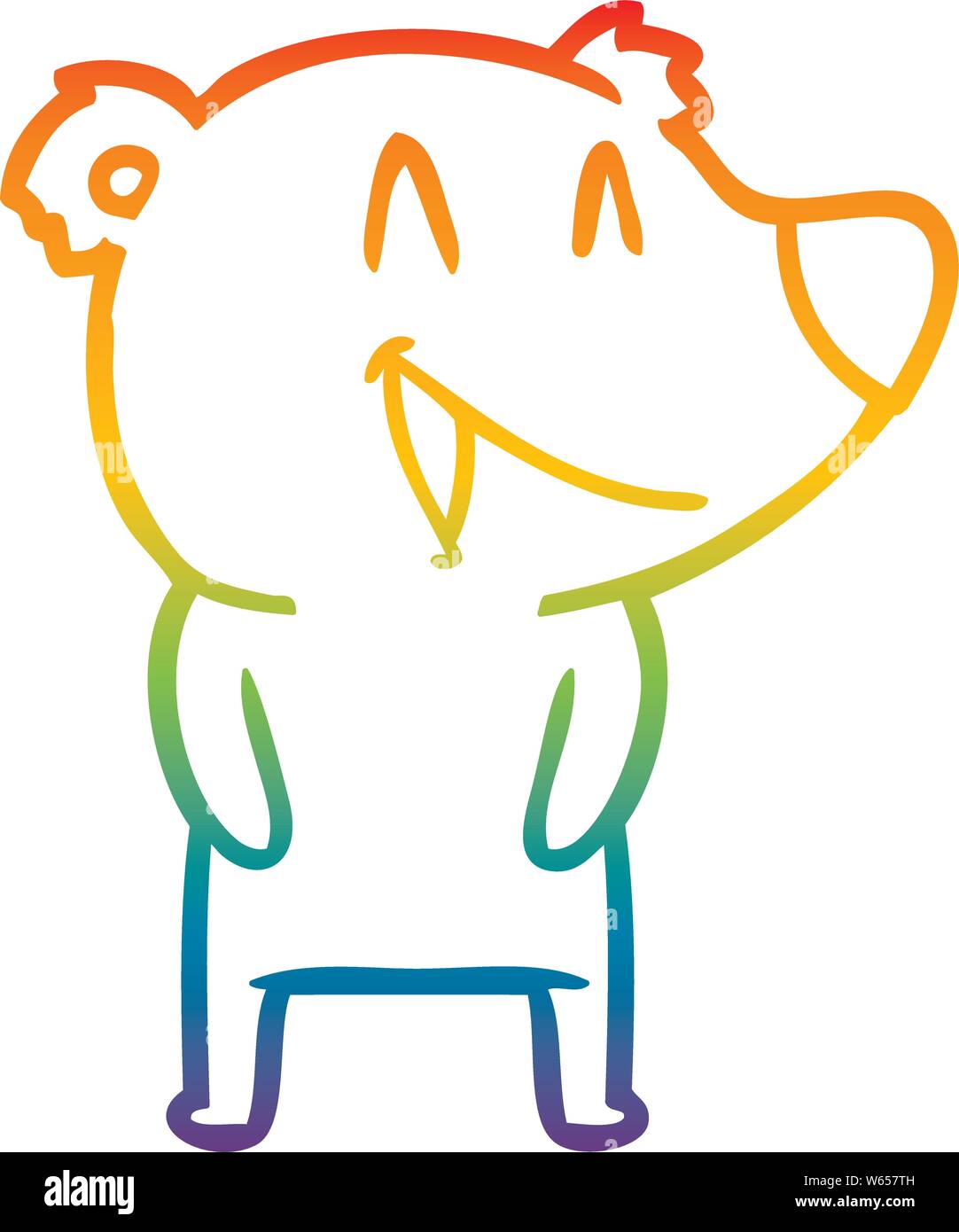 rainbow gradient line drawing of a laughing bear cartoon Stock Vector ...