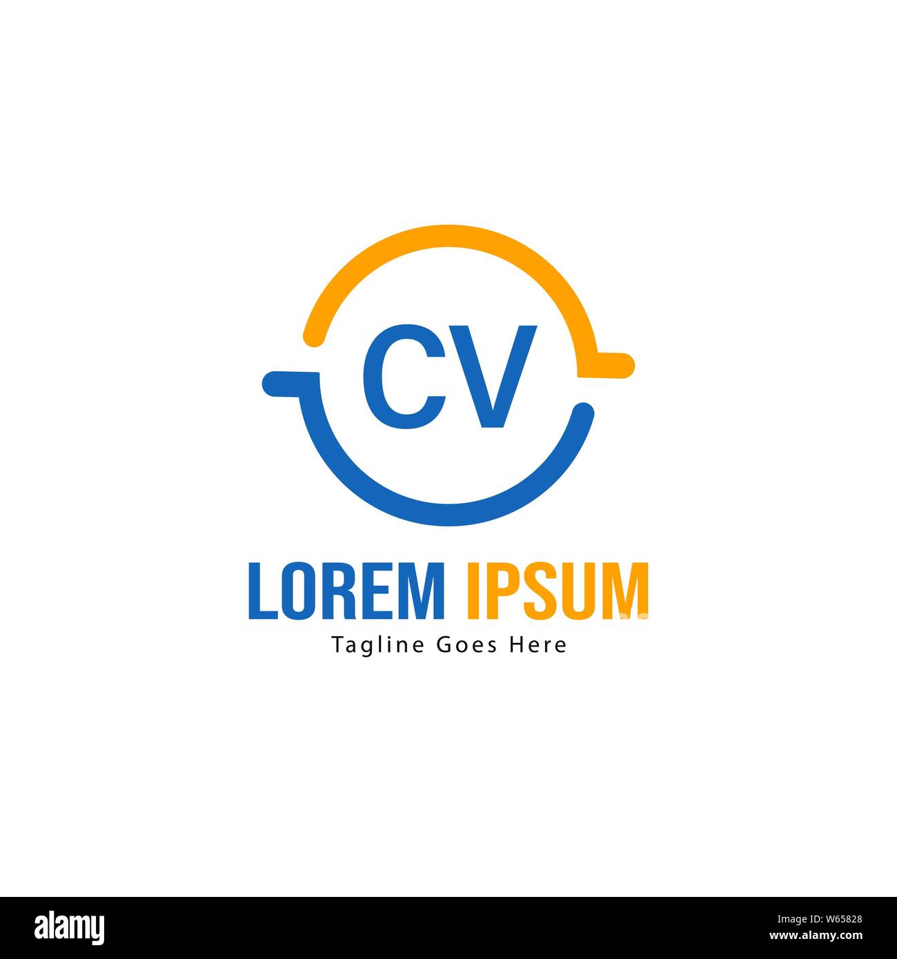 Initial CV logo template with modern frame. Minimalist CV letter logo ...