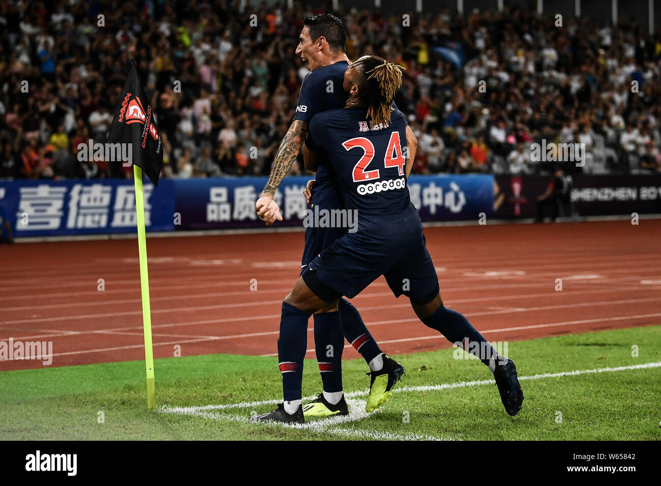 Angel Di Maria, left, and Christopher Nkunku of Paris Saint-Germain ...