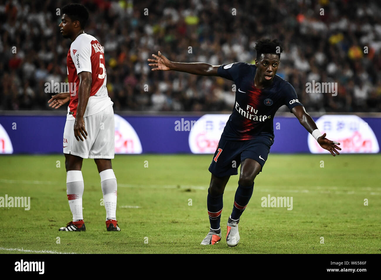 Timothy Weah of Paris Saint-Germain celebrates after scoring a goal ...