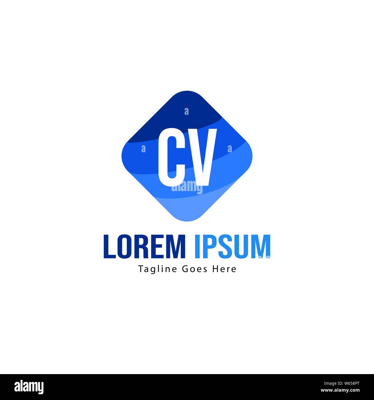Initial CV logo template with modern frame. Minimalist CV letter logo ...