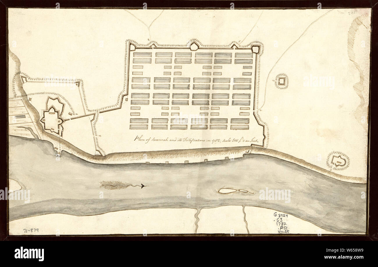 American Revolutionary War Era Maps 1750-1786 760 Plan of Savannah and ...