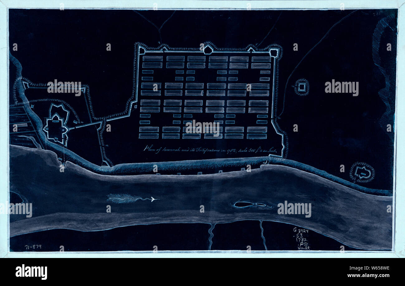 American Revolutionary War Era Maps 1750-1786 762 Plan of Savannah and ...