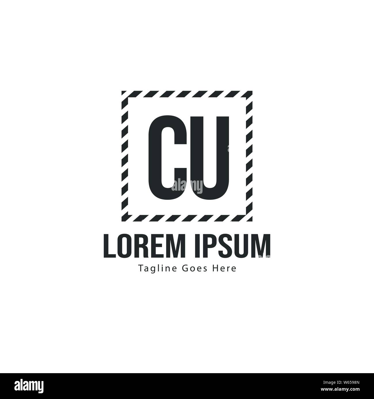 Initial CU logo template with modern frame. Minimalist CU letter logo ...