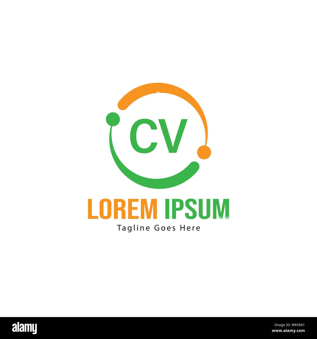 Initial CV logo template with modern frame. Minimalist CV letter logo ...