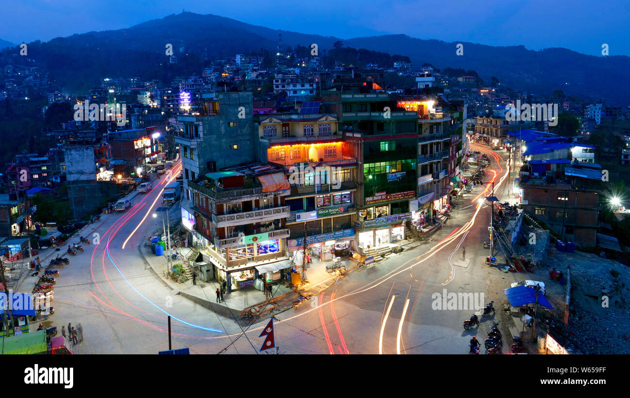 night view of Charikot village in Nepal Stock Photo - Alamy