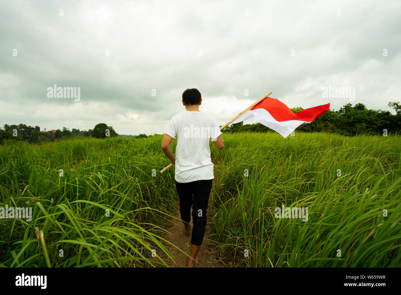 asian male with indonesian flag celebrating independence day Stock ...