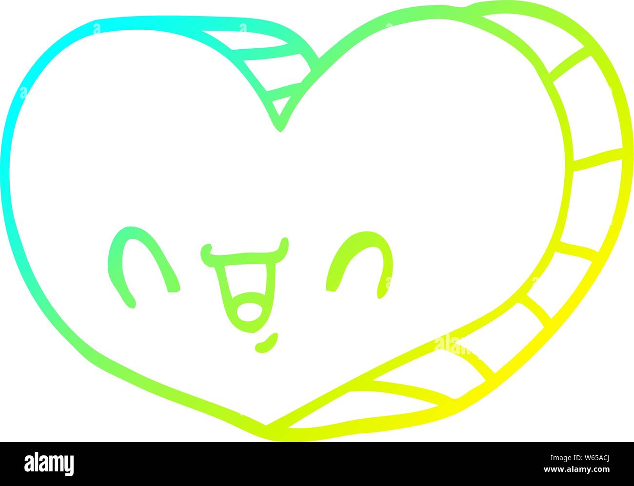 cold gradient line drawing of a cartoon love heart Stock Vector Image ...