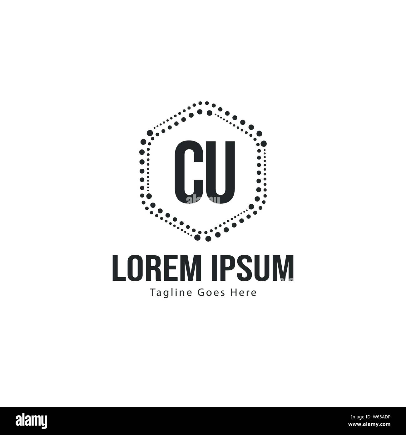 Initial CU logo template with modern frame. Minimalist CU letter logo ...