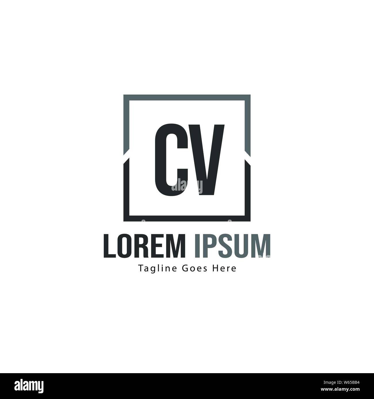 Initial CV logo template with modern frame. Minimalist CV letter logo ...