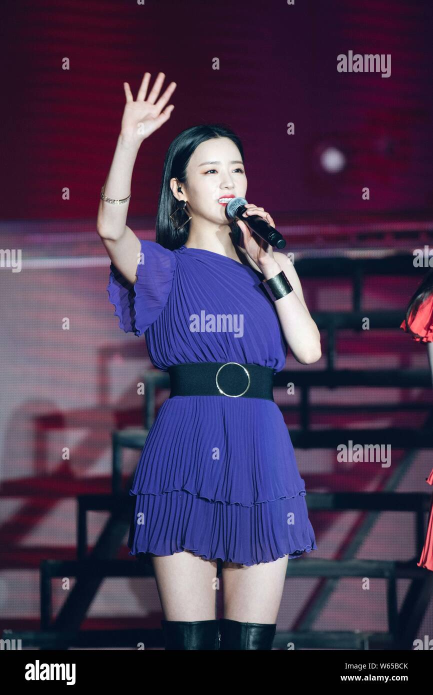 A member of South Korean girl group Apink performs at a concert during ...