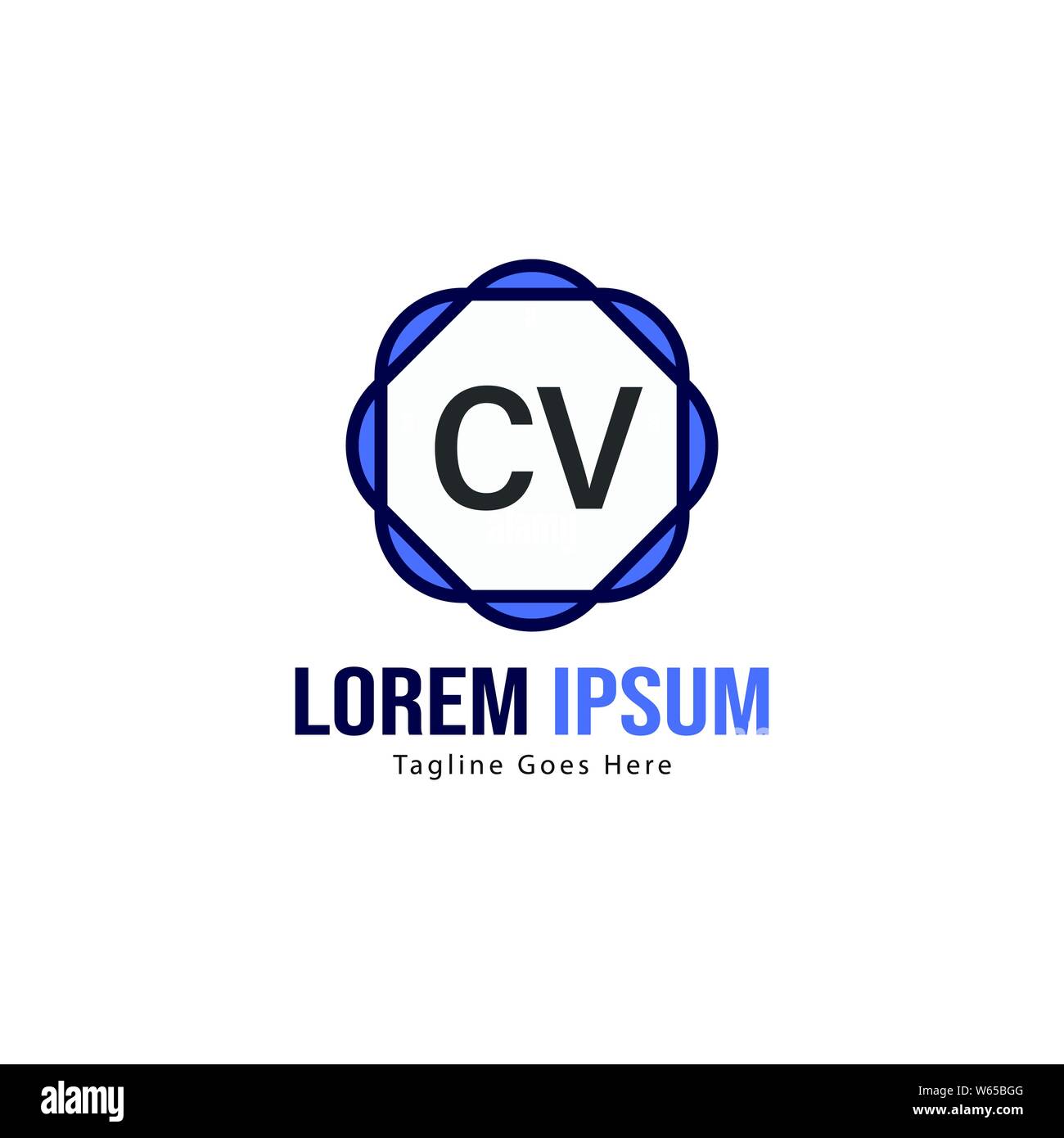 Initial CV logo template with modern frame. Minimalist CV letter logo ...
