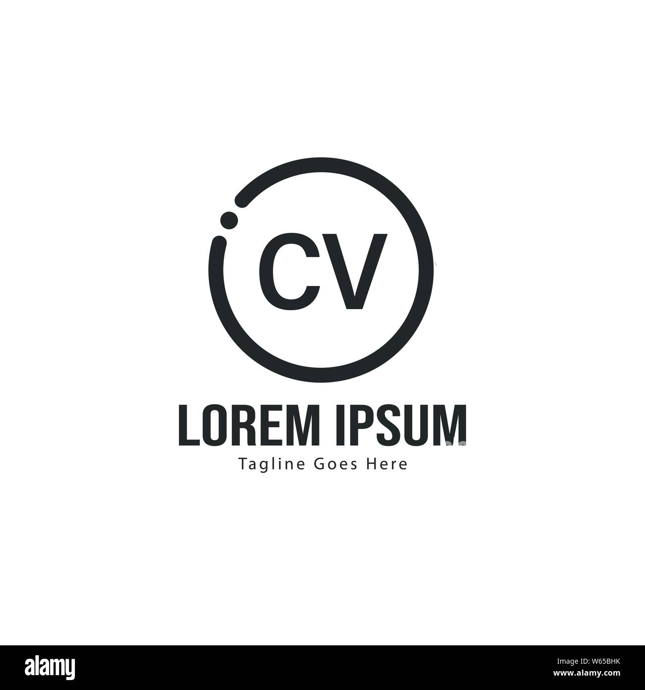 Initial CV logo template with modern frame. Minimalist CV letter logo ...