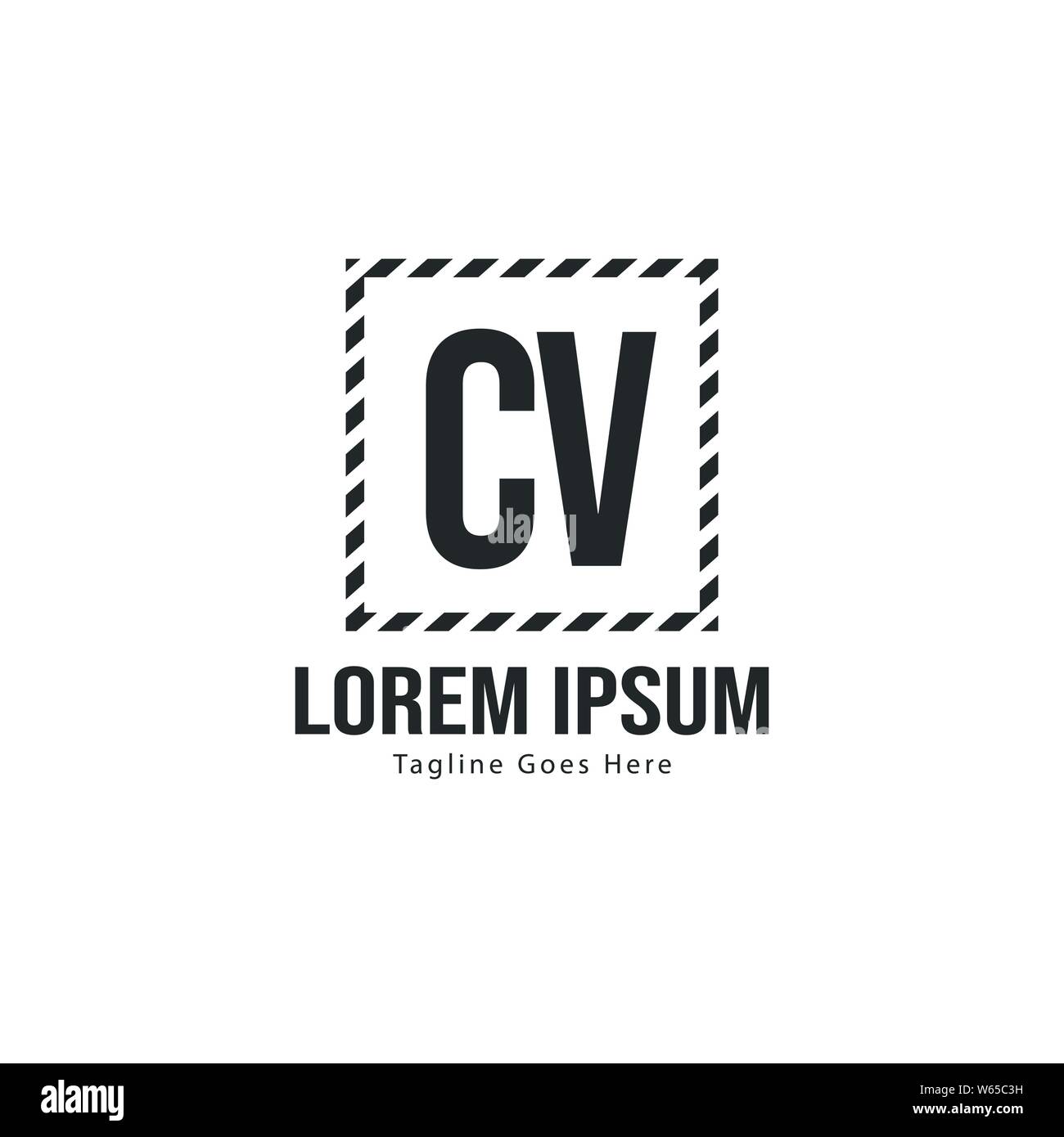 Initial CV logo template with modern frame. Minimalist CV letter logo ...
