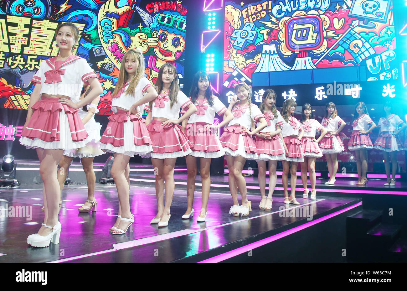 Chinese showgirls pose during the 16th China Digital Entertainment Expo, also known as ChinaJoy ...