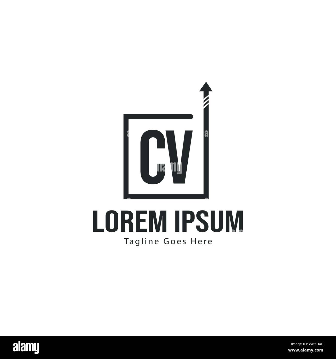 Initial CV logo template with modern frame. Minimalist CV letter logo ...